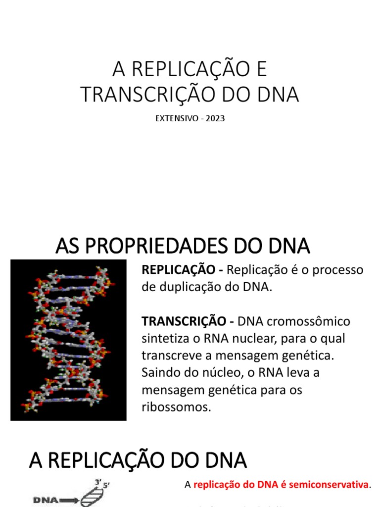 Replicação e Transcrição do DNA | PDF | RNA | Gene