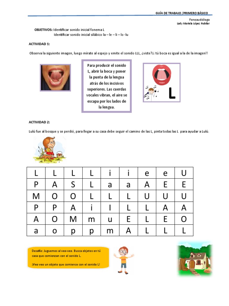 Guia de Trabajo Consonante L | PDF | Lingüística