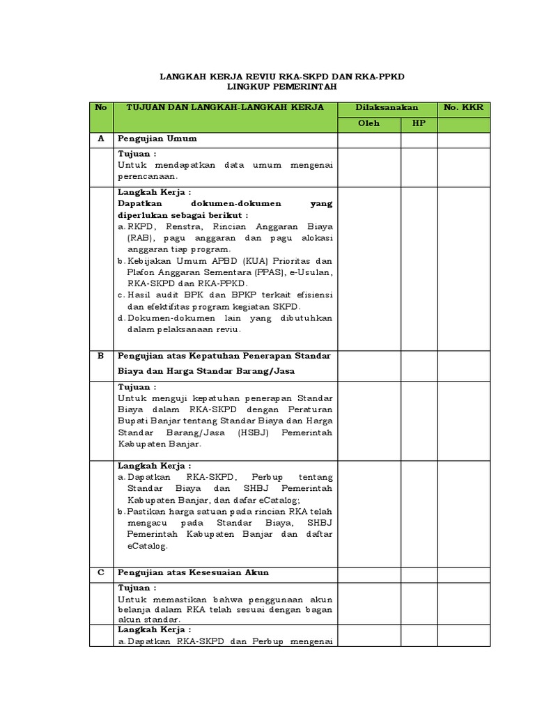 Panduan Reviu RKA-SKPD dan RKA-PPKD | PDF