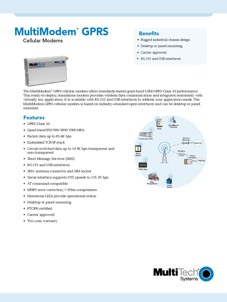 Modem Gprs Multi Tech | PDF | General Packet Radio Service | Modem