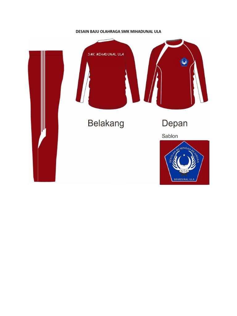 Desain Baju Olahraga SMK Mihadunal Ula 2 | PDF