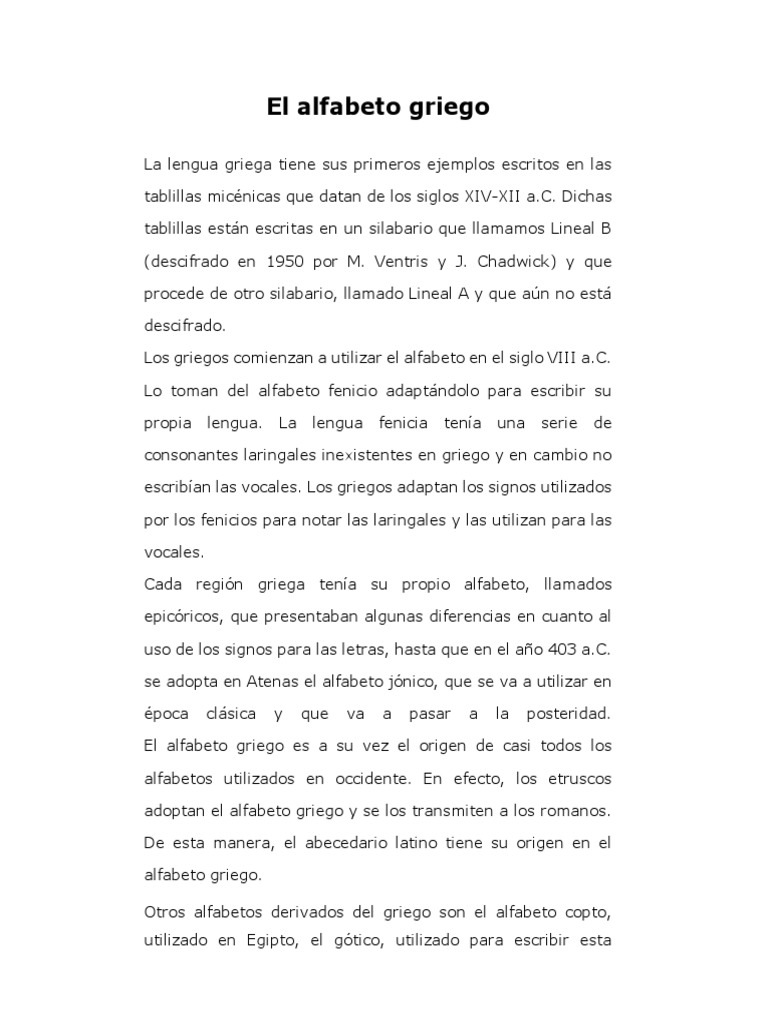 El Alfabeto Griego | PDF | Alfabeto griego | Alfabeto