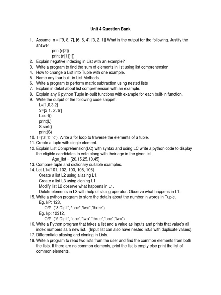 Unit 4 Question Bank | Download Free PDF | Computer Science | Computer ...