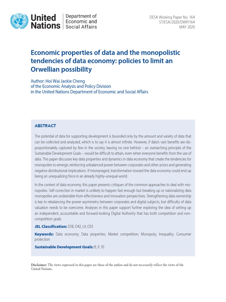 Economic Properties of Data and The Monopolistic Tendencies of Data ...