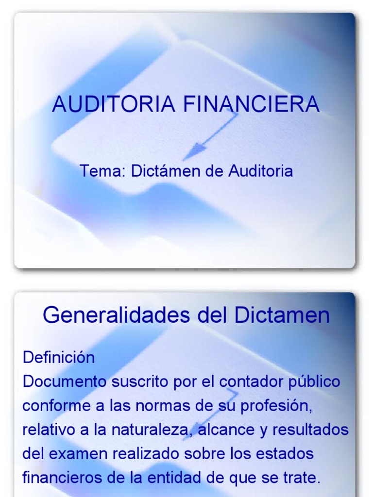 DICTAMEN - Tema Tipos de Dictamen | PDF | Contralor | Auditoría