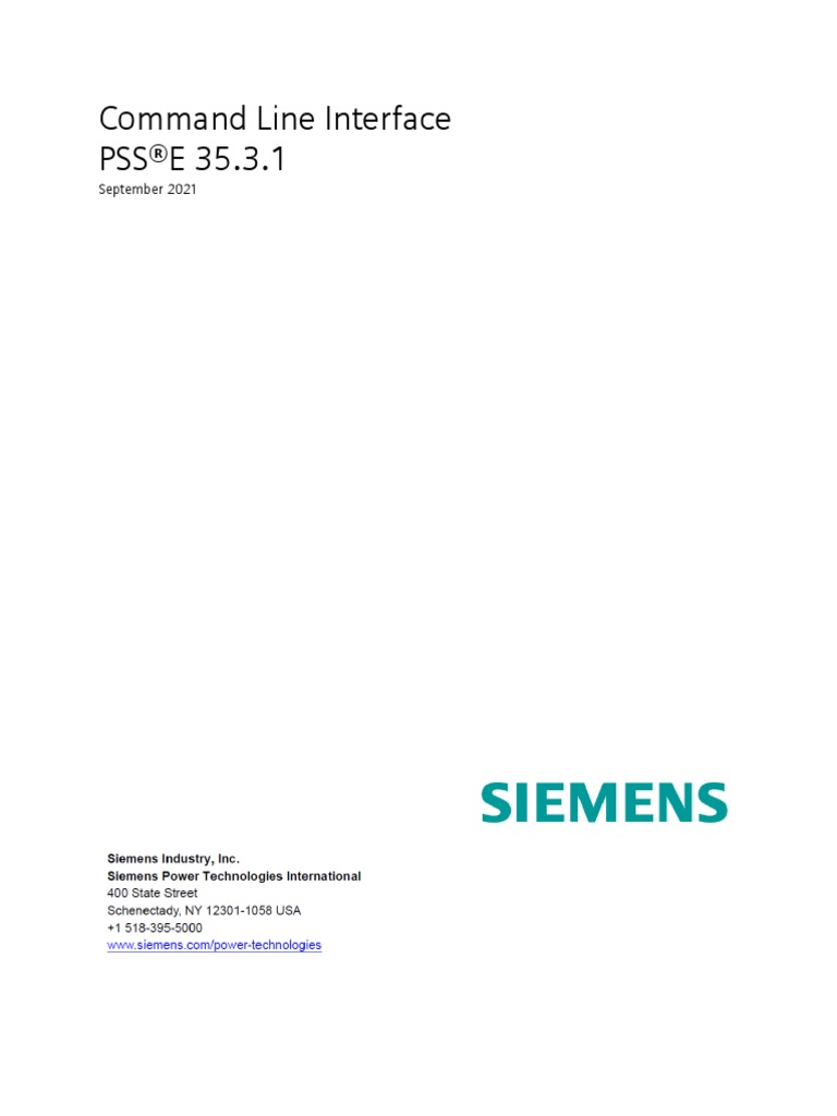 Command Line Interface PSS®E 35.3.1: September 2021 | PDF | Electric Power Transmission | Computing