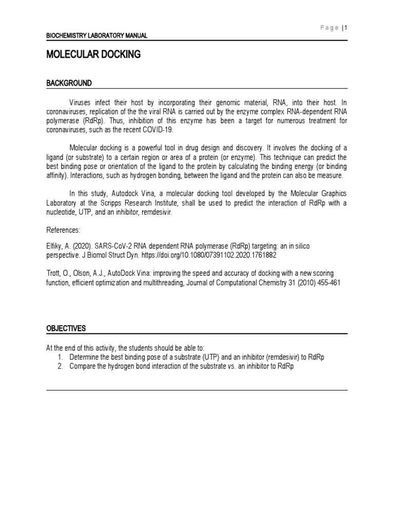11 Molecular Docking | PDF | Docking (Molecular) | Ligand (Biochemistry)