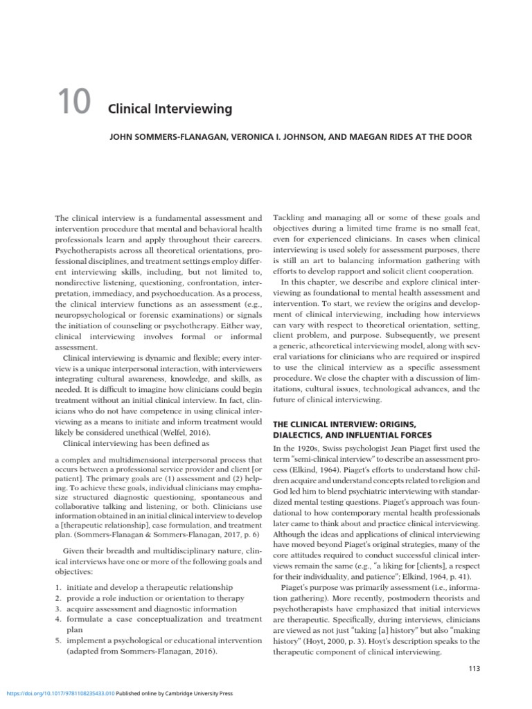 Clinical Interviewing Fundamentals | PDF | Diagnostic And Statistical ...