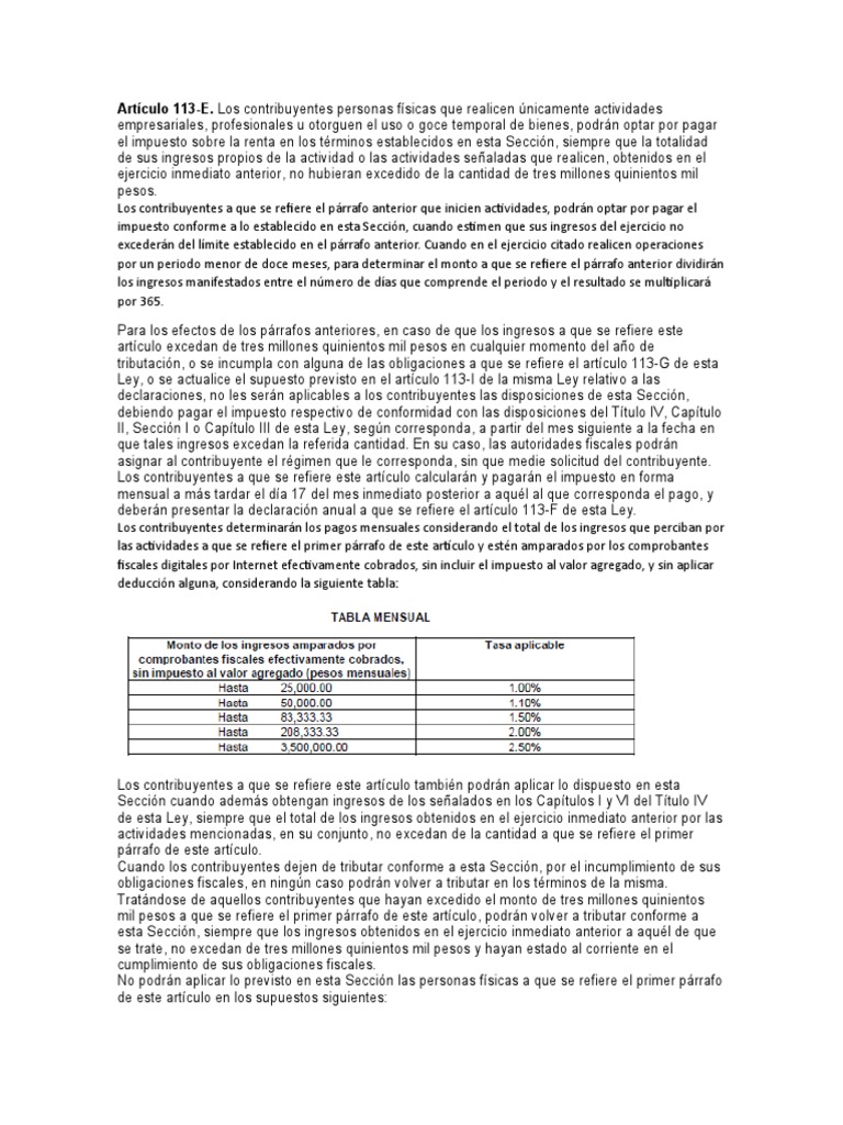 Artículo 113 | PDF | Impuesto sobre la renta | Impuestos