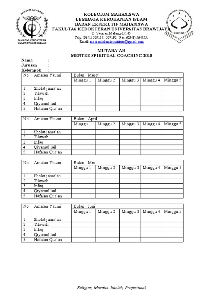 Form Amalan dan Hafalan Qur'an | PDF