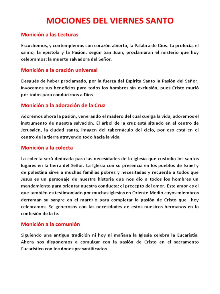 Moniciones Viernes Santo | PDF