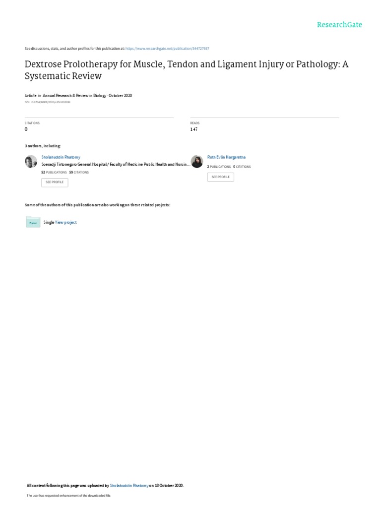 Dextrose Prolotherapy For Muscle, Tendon and Ligament Injury or ...