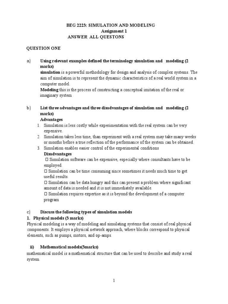 BEG 2223 - SM - Assignment 1 | PDF | Simulation | Conceptual Model