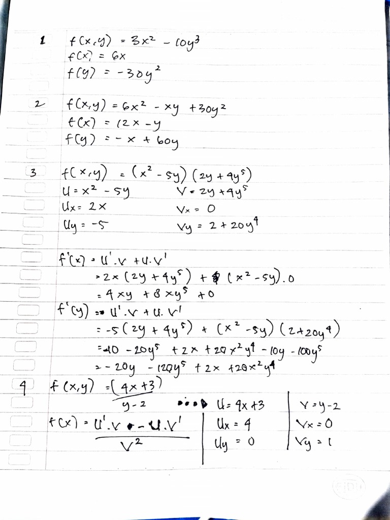 Mathematical Functions and Derivatives Analysis | PDF