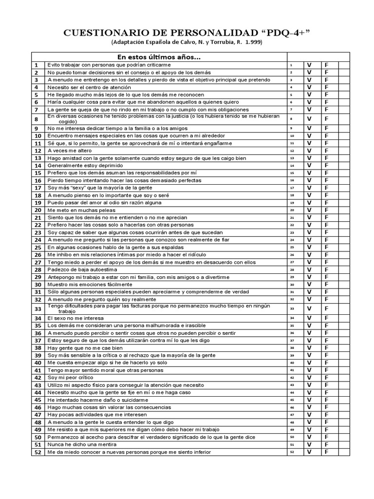 PDQ-4+ Mita | PDF | Ansiedad | Depresión (estado de ánimo)