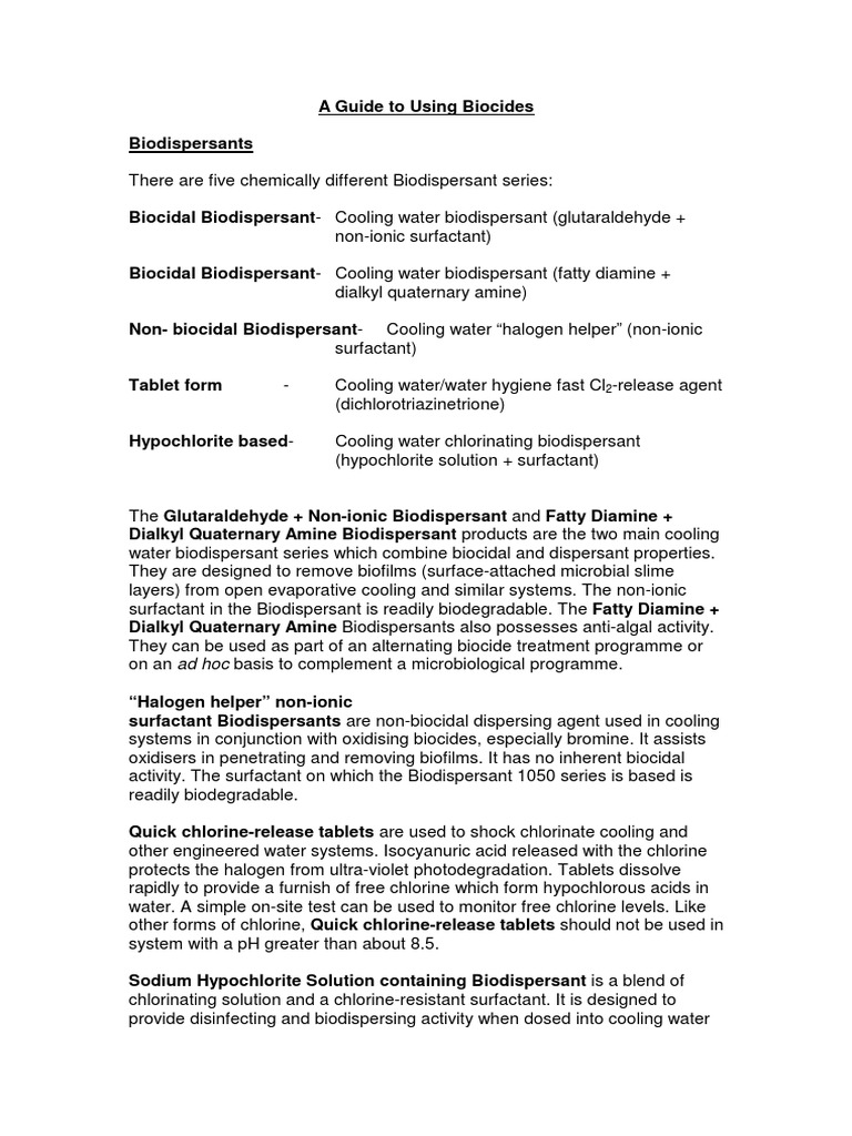 A Guide To Using Biocides | PDF | Chlorine | Ozone