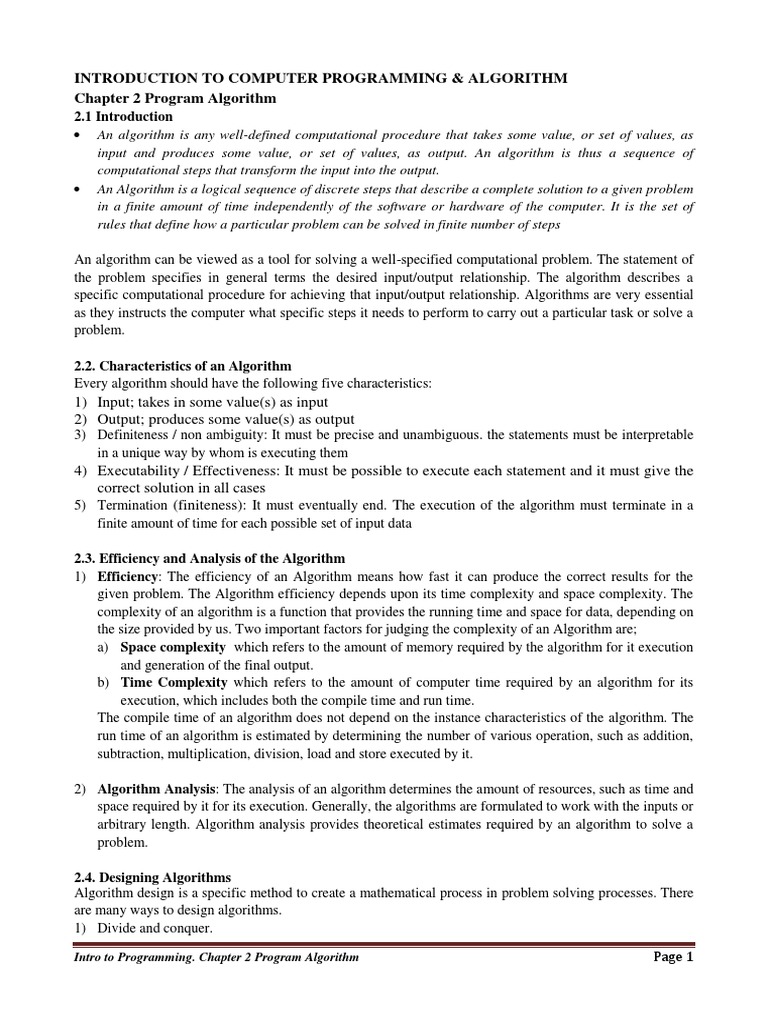 Chapter 2 - Computer Program Algorithm | PDF | Algorithms | Computational Complexity Theory
