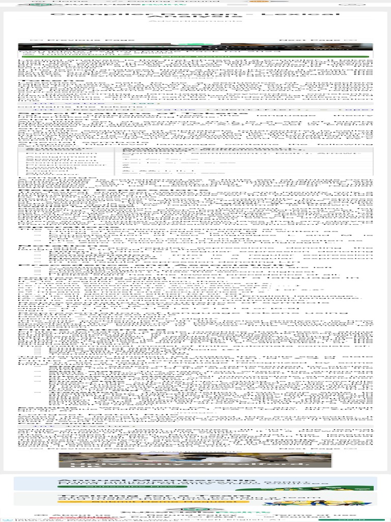 Compiler Design - Lexical Analysis: University of Salford, UK | PDF | Computer Programming ...