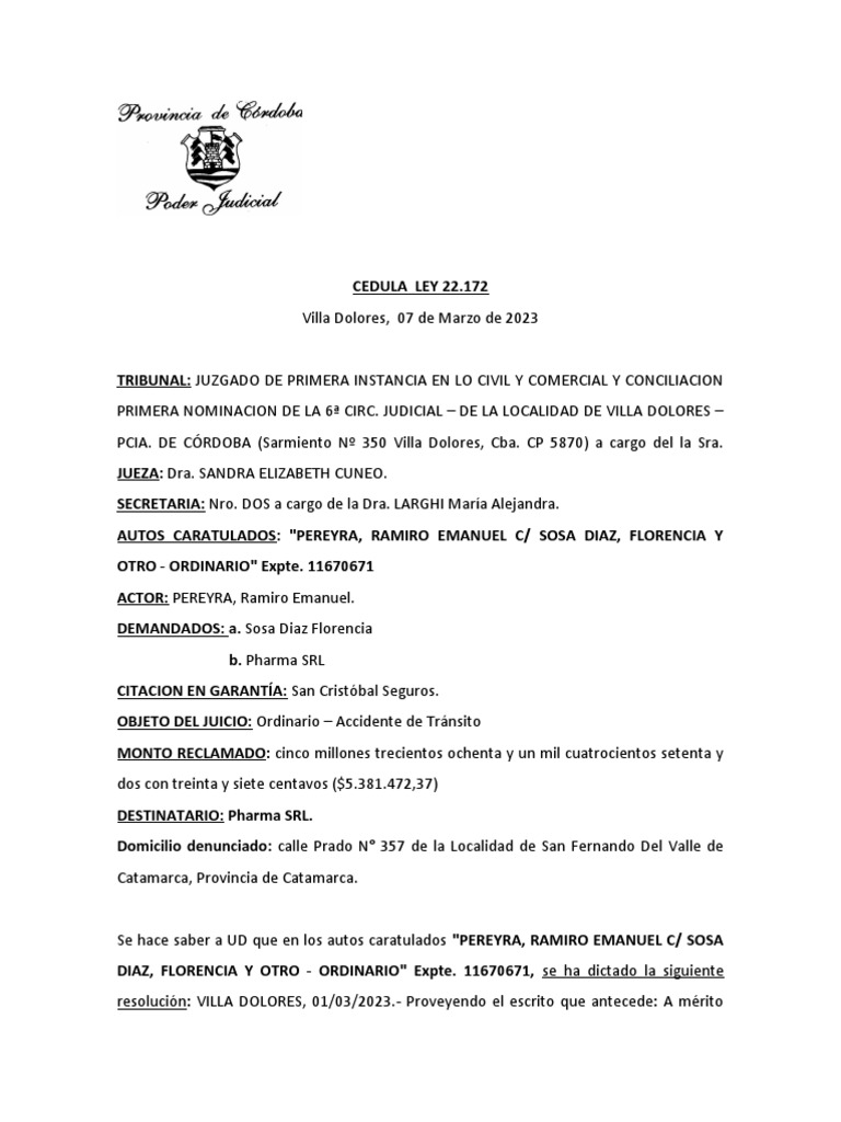 Cedula Ley Ordinario 2 | PDF