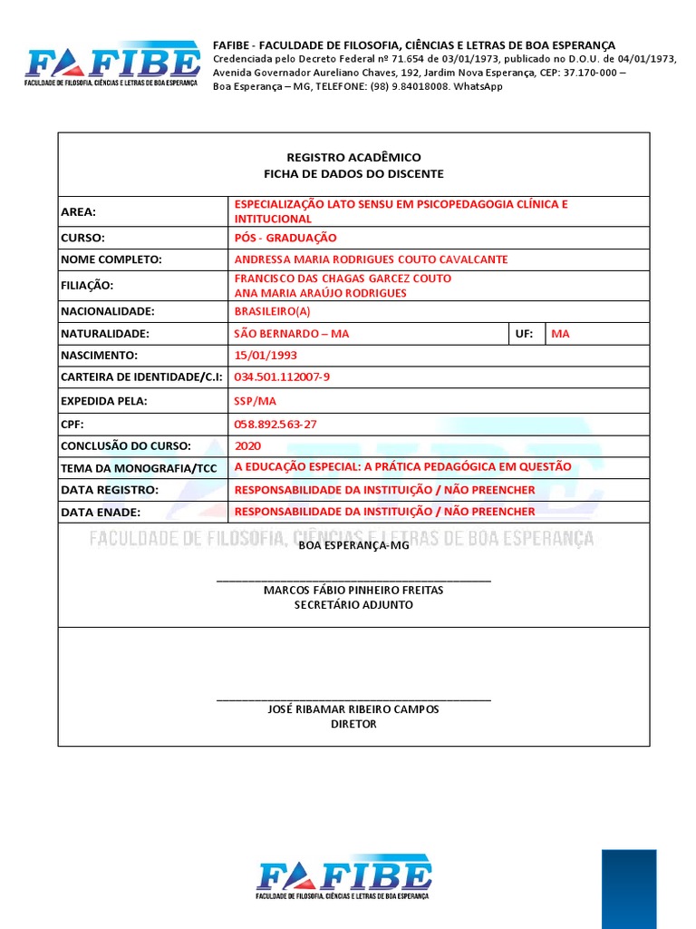 MODELO-FICHA ACADÊMICA 2022 (3) (1) | PDF