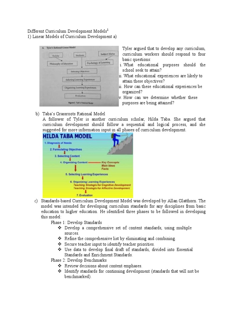 Different Curriculum Development Models | PDF | Curriculum | Learning