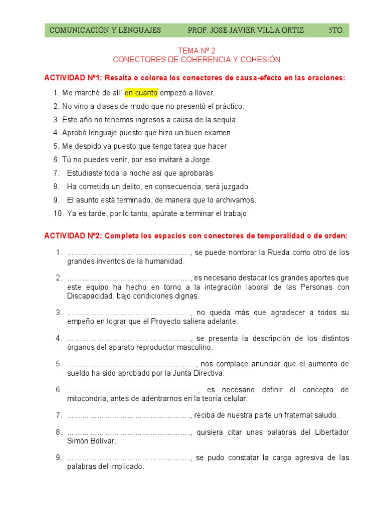 Conectores en la Comunicación y Lenguaje | PDF
