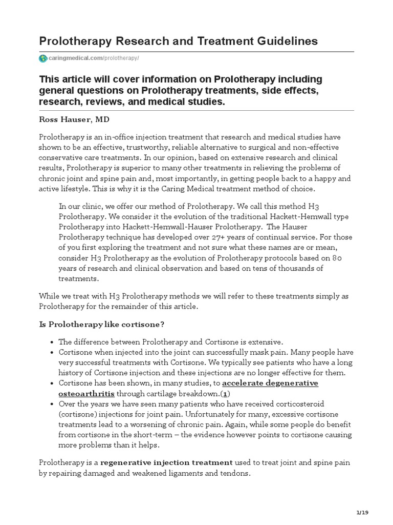 Prolotherapy Research and Treatment Guidelines | PDF | Knee ...