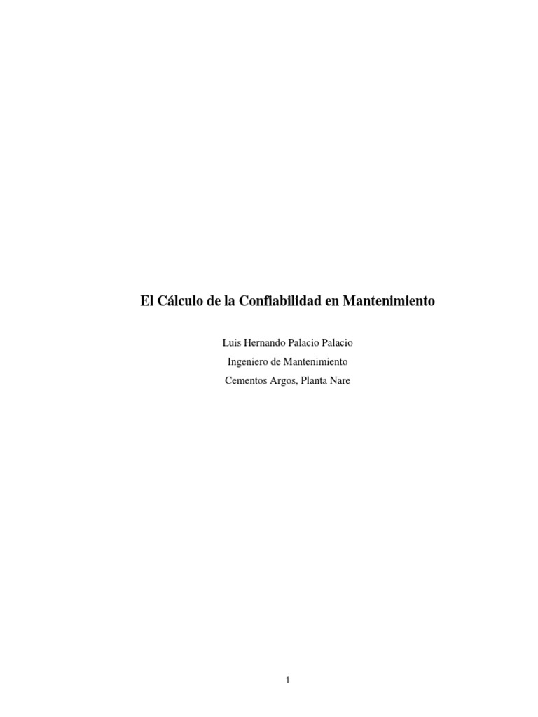 Calculo de Confiabilidad | PDF | Ingeniería de confiabilidad | Ingeniería de Sistemas