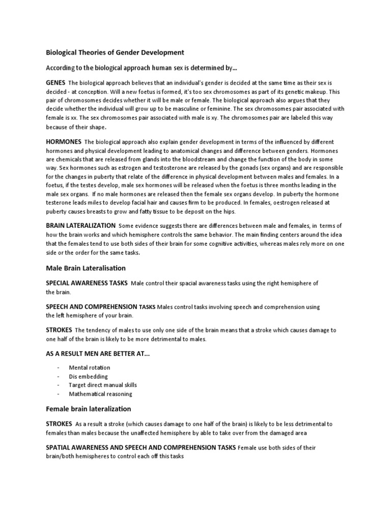 Biological Theories of Gender Development | PDF | Gender | Gender Studies