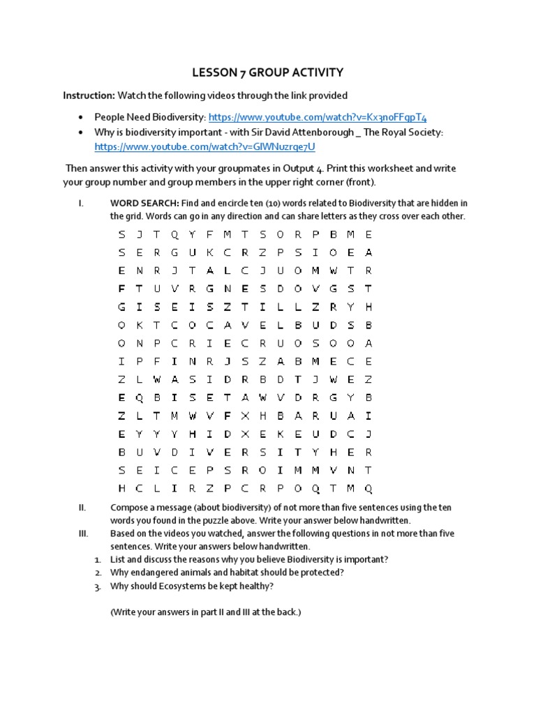 Lesson 7 Activity | PDF