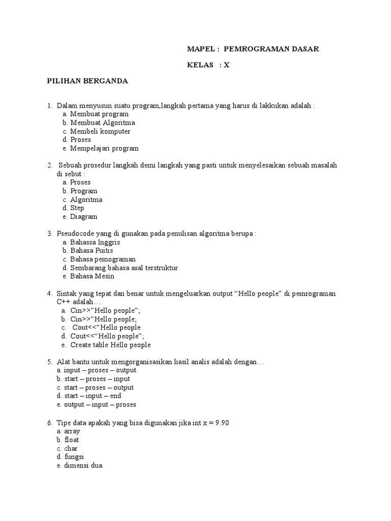 Dasar Pemrograman dan Algoritma C++ | PDF | Metode & Bahan Ajar | Komputer