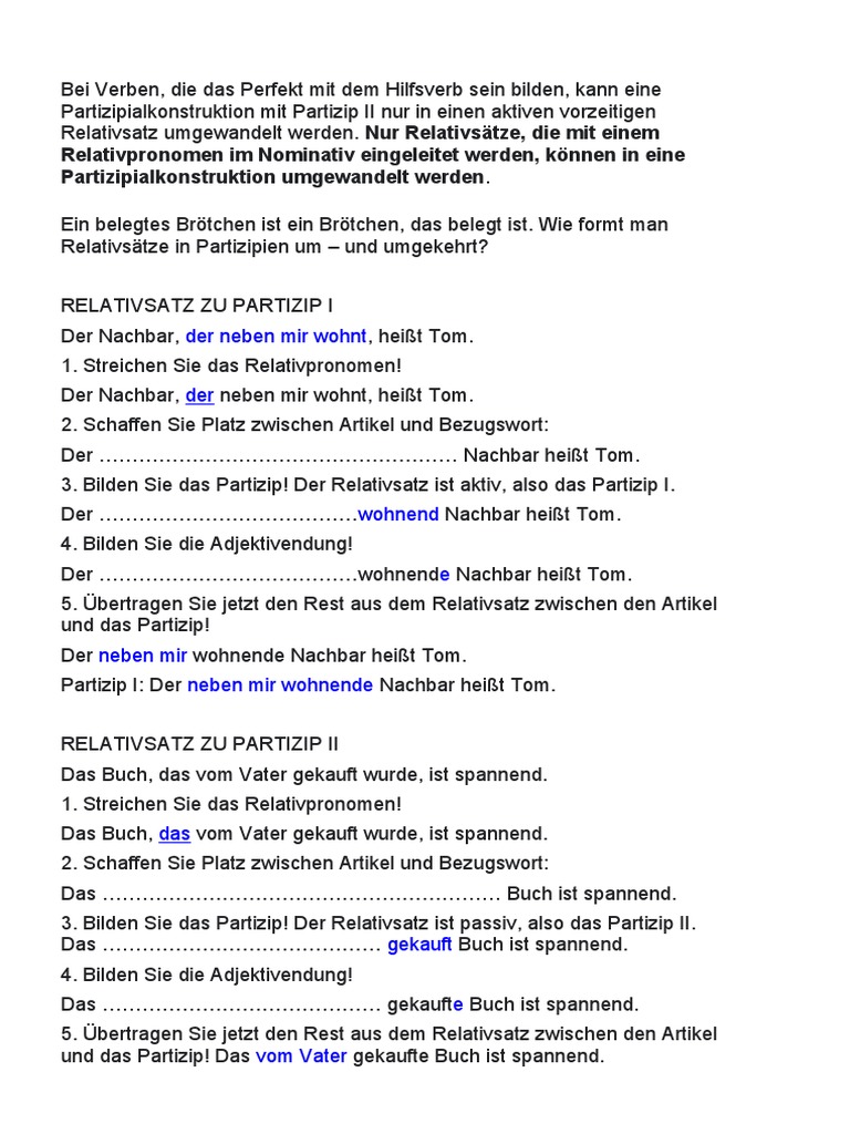 Relativsatz in Partizipialkonstruktion | PDF