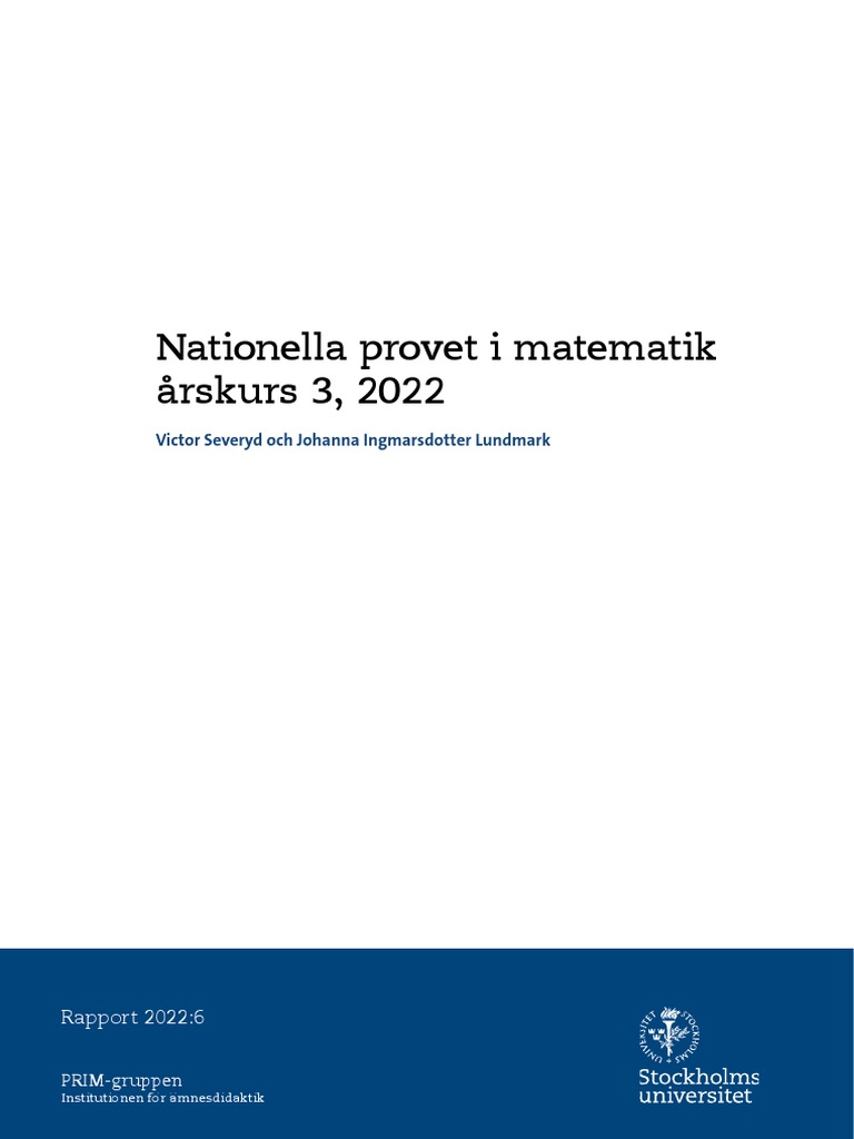 Nationella Provet I Matematik Årskurs 3, 2022: Victor Severyd Och ...