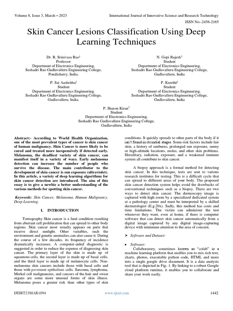 Skin Cancer Lesions Classification Using Deep Learning Techniques | PDF ... Skin Cancer Lesions Classification Using Deep Learning Techniques | PDF ...