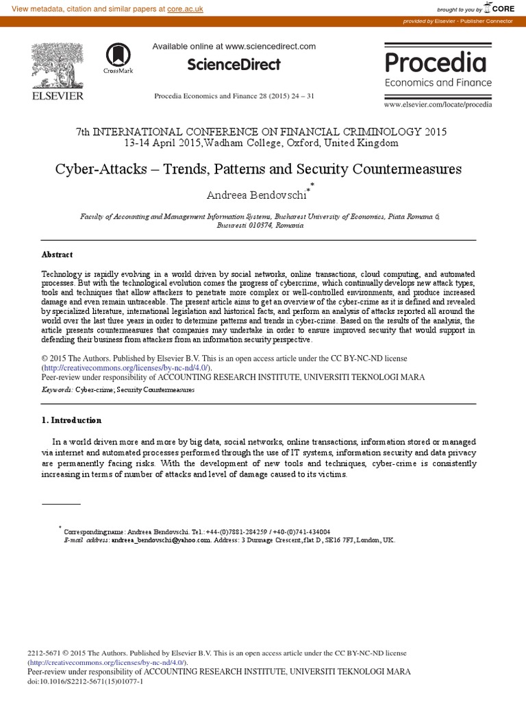 Cyber Attacks Trends Patterns And Security Countermeasures Pdf