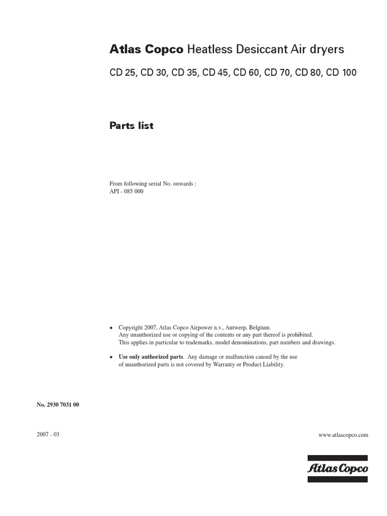 Air-Dryer Atlas ASL 2007 03 | PDF | Screw | Equipment