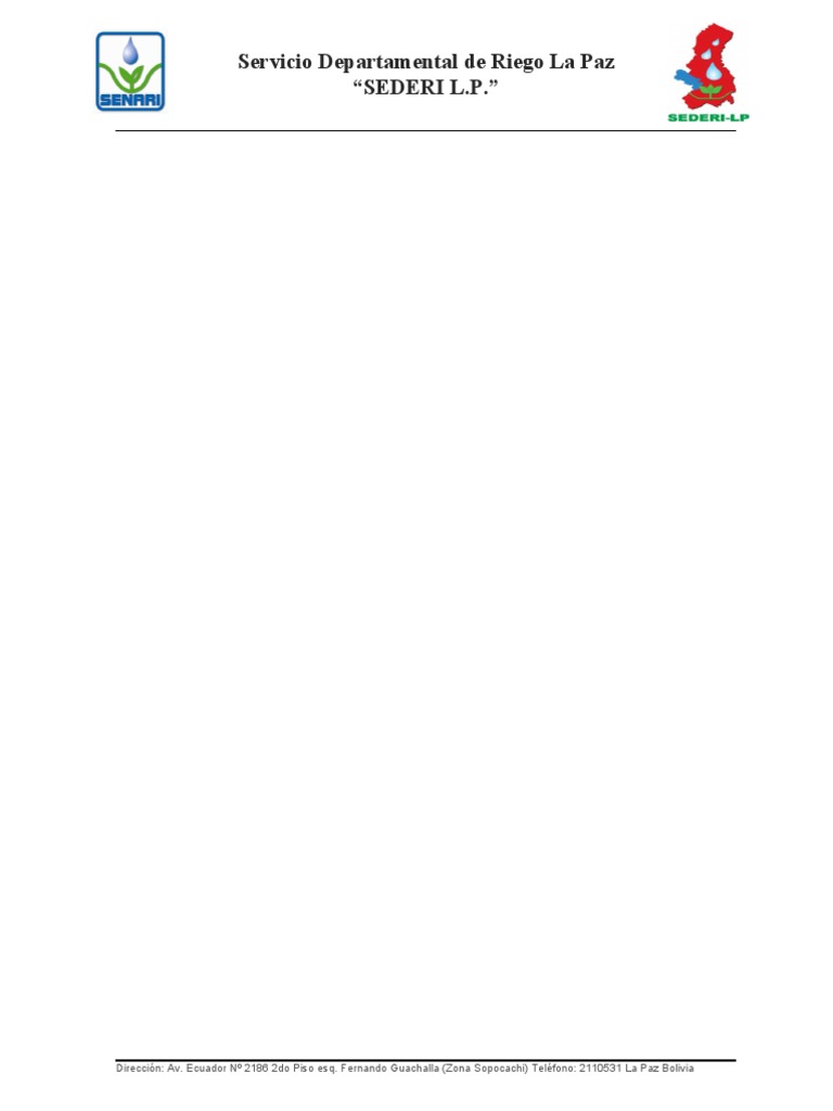 Servicio Departamental de Riego La Paz "Sederi L.P." | PDF