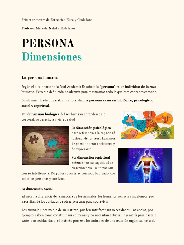 Persona Dimensiones | PDF | Homo Sapiens | Sociedad