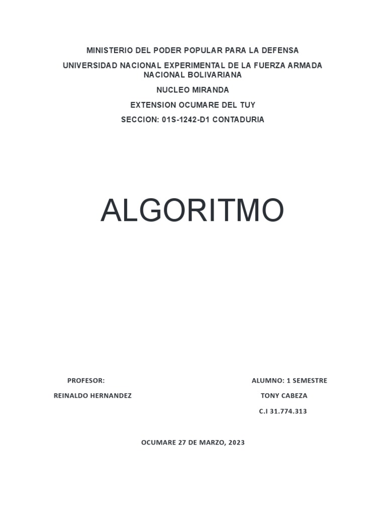ALGORITMO | PDF | Programación dinámica | Algoritmos