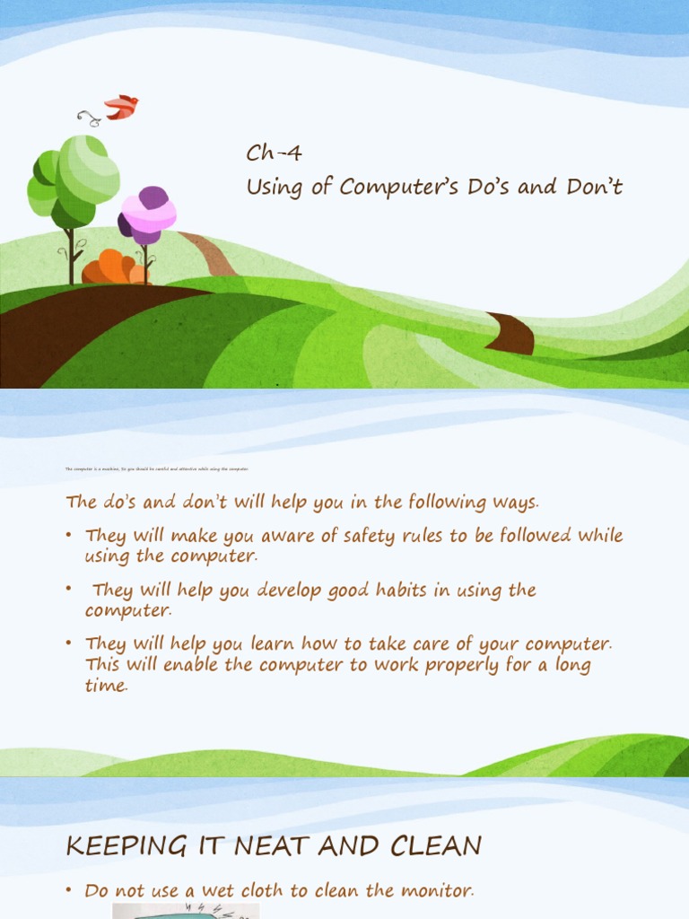 STD 1 Ch-4 Using Computer Do - S and Don - T | PDF