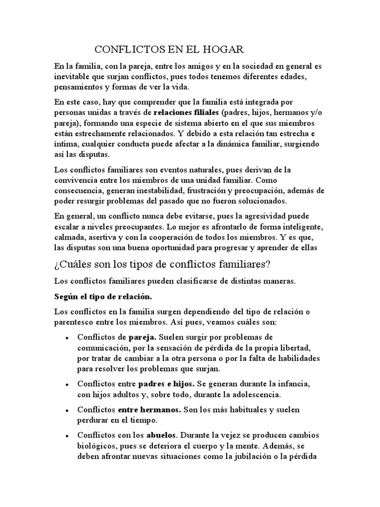 Ejemplos de conflictos familiares | PDF | Familia | Invasión