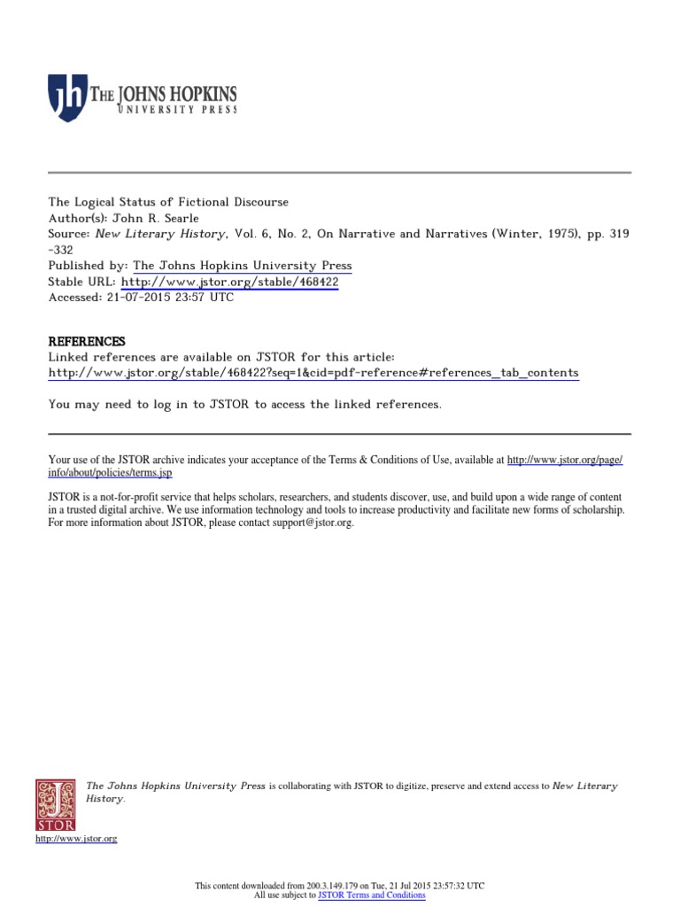 Searle The Logical Status of Fictional Discourse | PDF | Sherlock Holmes | Linguistics