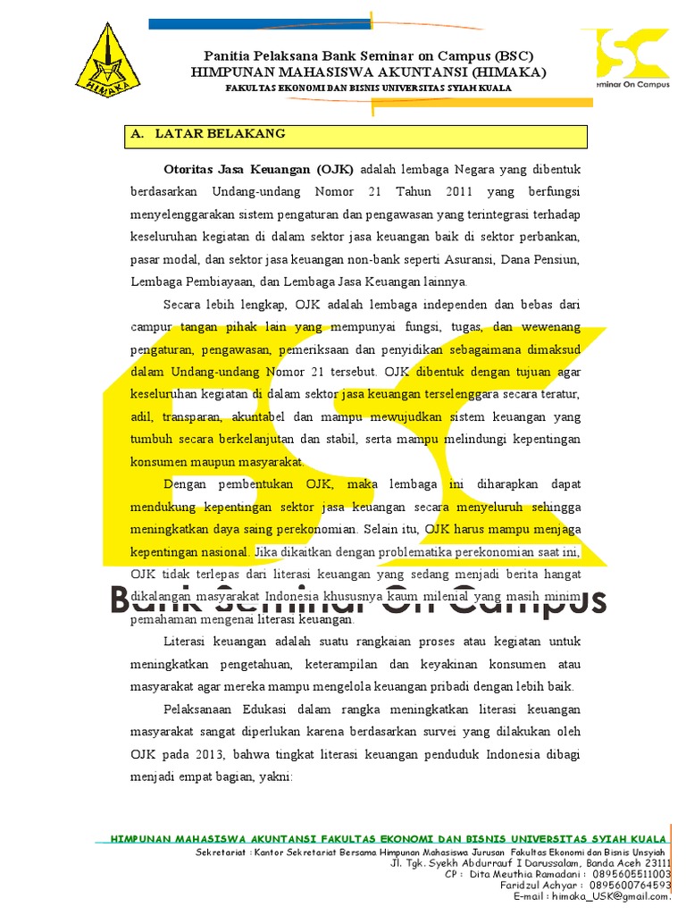 Proposal BSC - 2022 - OJK - Estimasi Dana - Literasi Keuangan | PDF