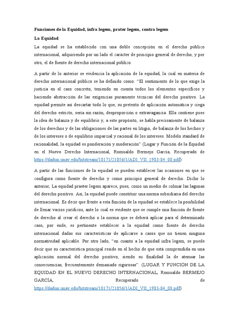 Funciones de La Equidad, Infra Legem, Prater Legem, Contra Legem La ...