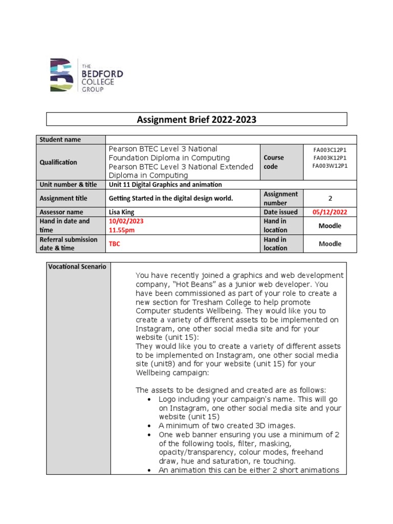Unit 11 Assignment Brief 2 | PDF | Graphics | 3 D Computer Graphics