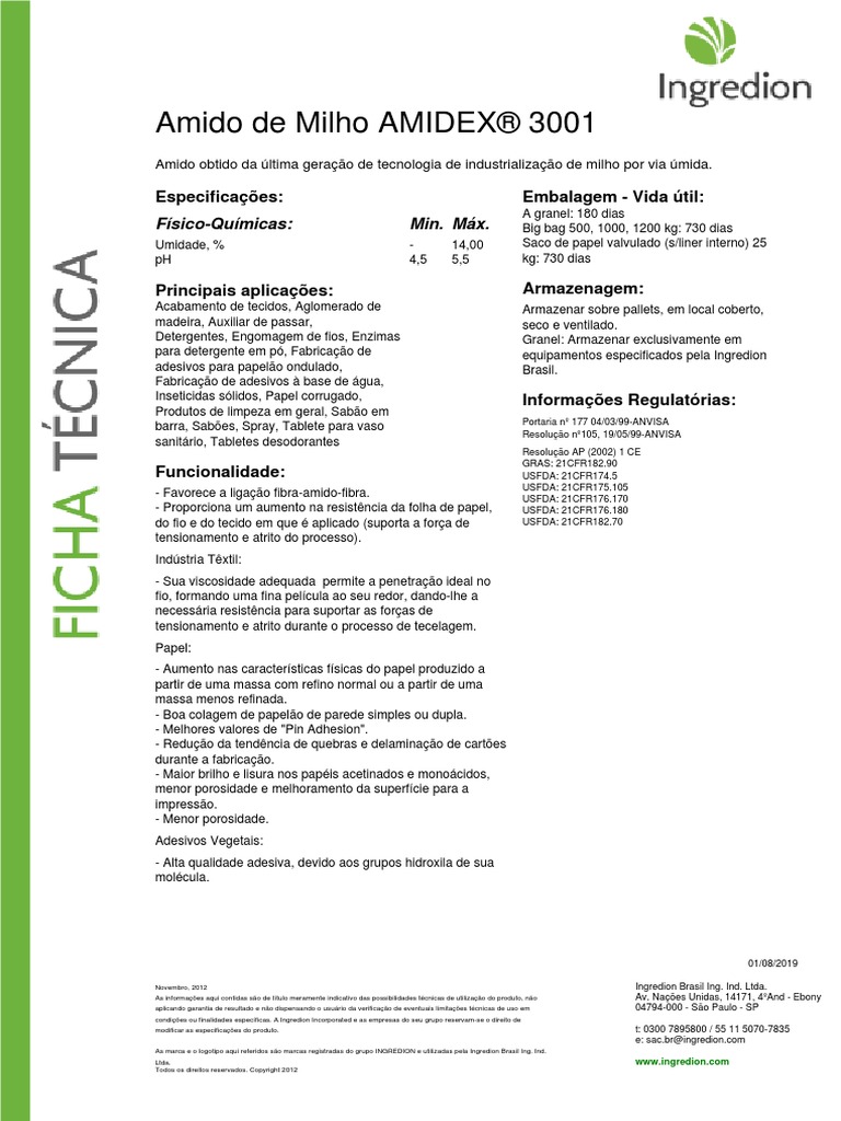 AMIDEX - 3001 - Technical Specification - Portuguese | PDF | Sabonete | Materiais