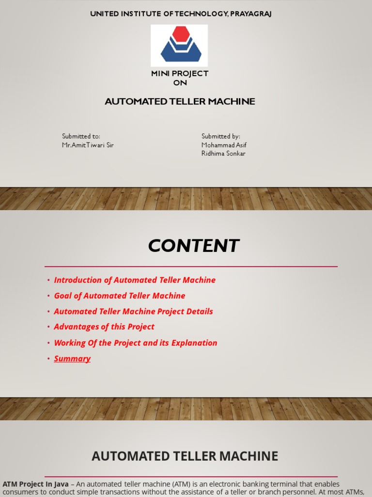 Automated Teller Machine: Mini Project ON | Download Free PDF | Automated Teller Machine | Banks