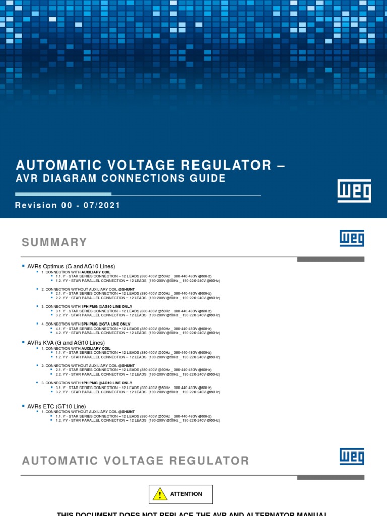 WEG Avr Diagram Connections Guide Manual English | PDF | Mains ...