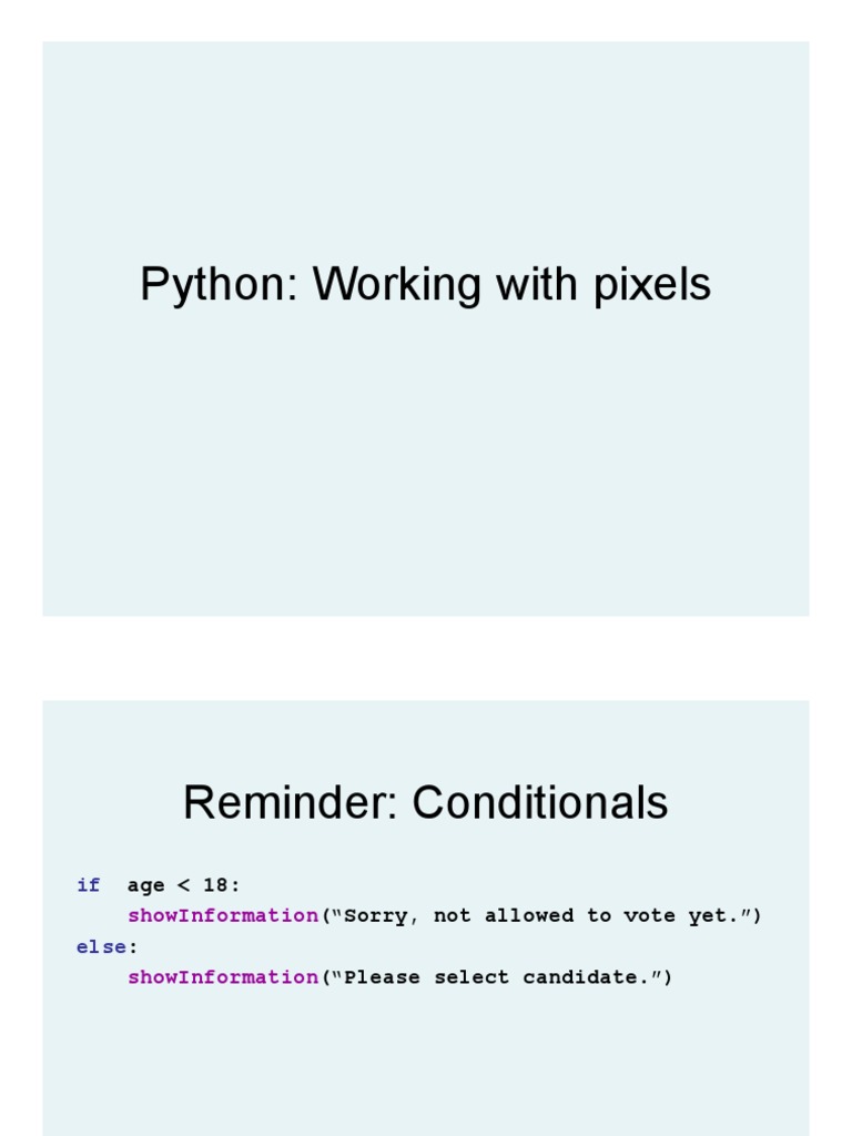 Phyton-Working With Pixels | PDF | Pixel | Image Processing Phyton-Working With Pixels | PDF | Pixel | Image Processing