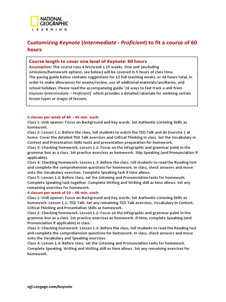 Keynote - Pacing Guide Intermediate-Proficient | PDF | Reading ...